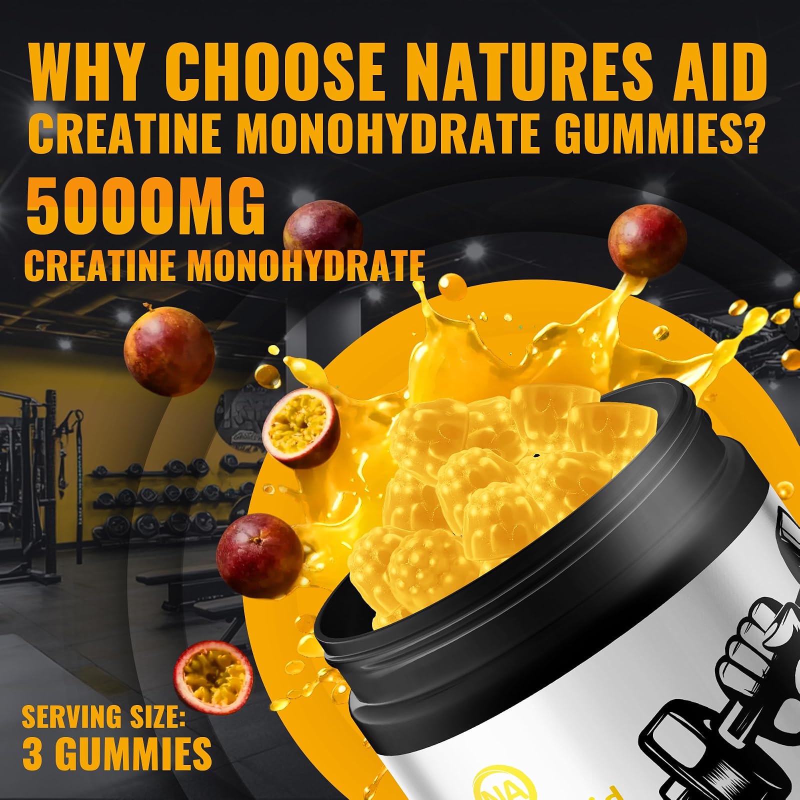Creatine monohydrate gummies for muscle growth