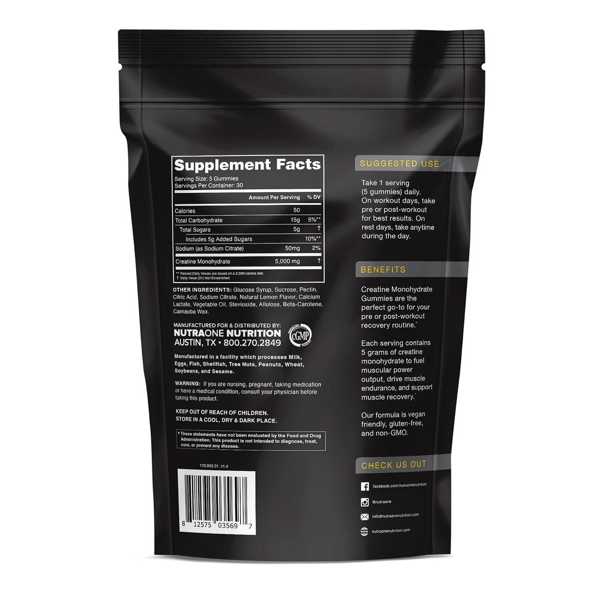 Creatine monohydrate gummies for muscle growth