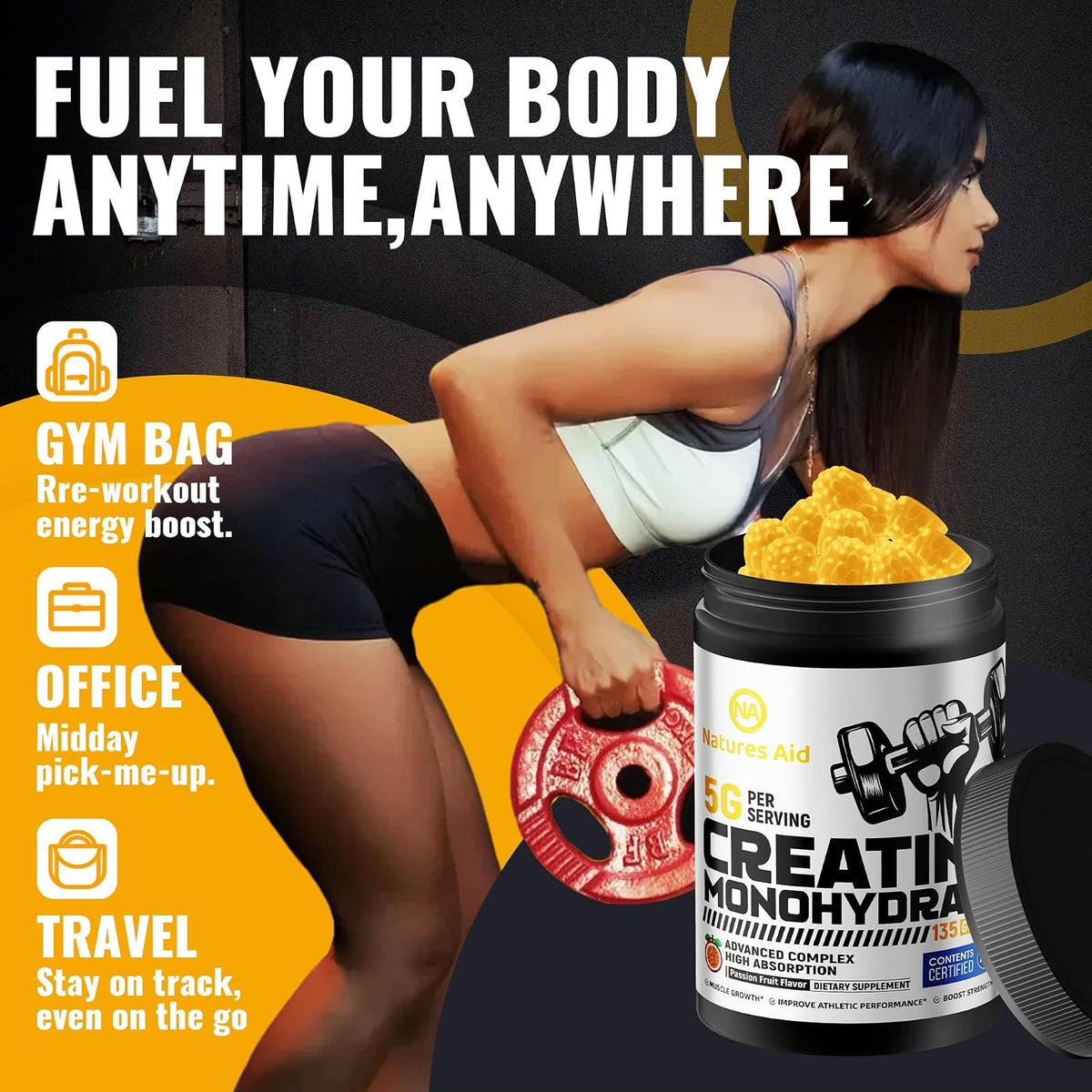 Creatine monohydrate gummies for strength