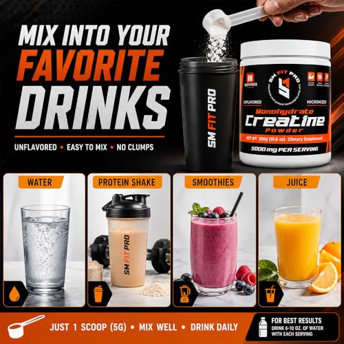 Creatine monohydrate powder for energy boost
