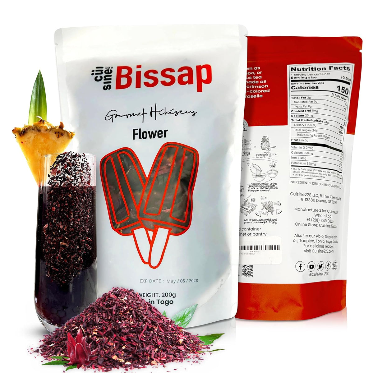 Cuisine228 organic hibiscus tea flowers