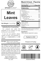 Culinary dried mint for tea and recipes