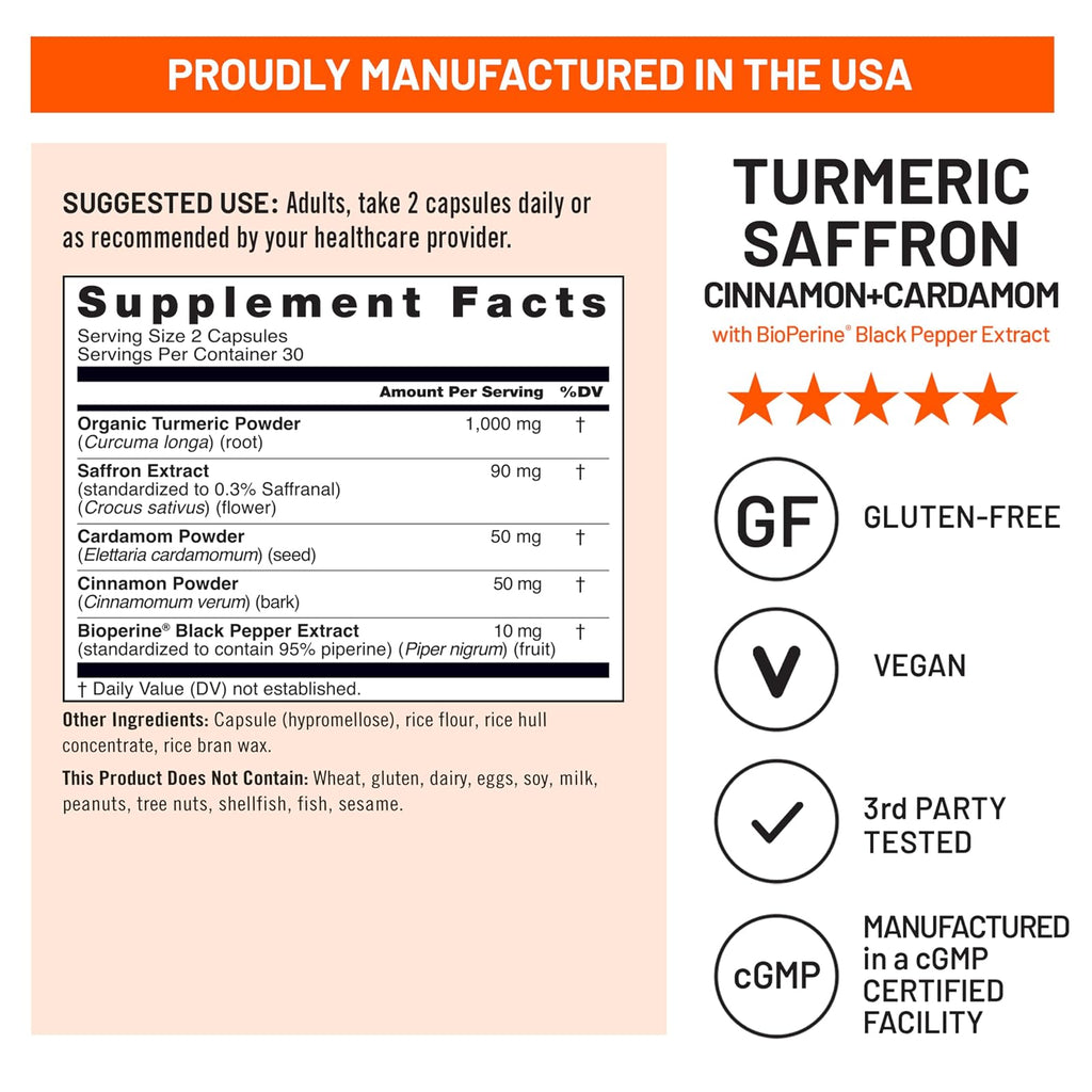 Curcumin-rich turmeric supplement for inflammation
