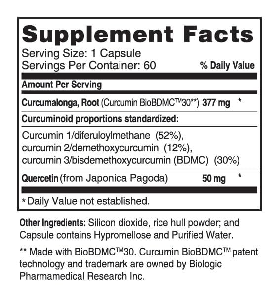 Curcumin with quercetin for inflammation