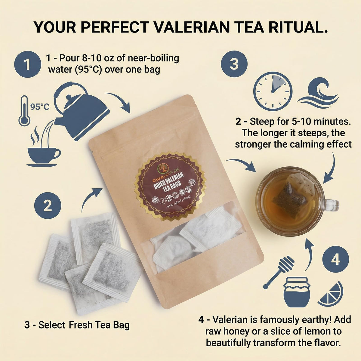 Cure herbal tea for stress relief
