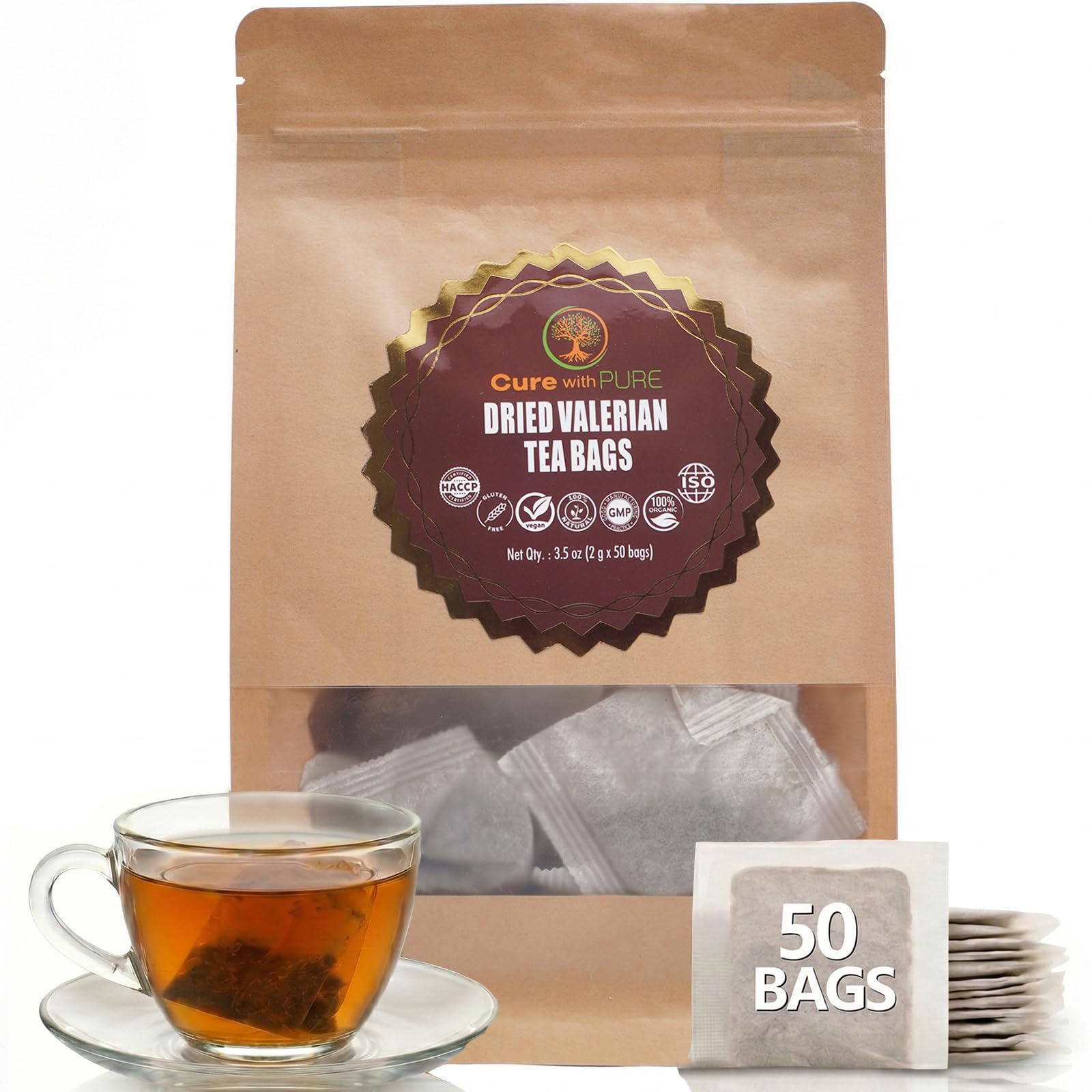 Cure valerian root tea bags