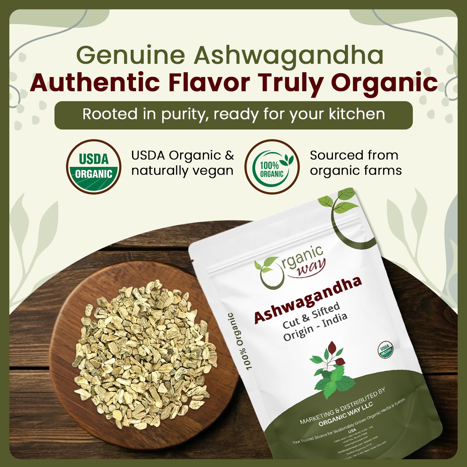cut and sifted ashwagandha for wellness