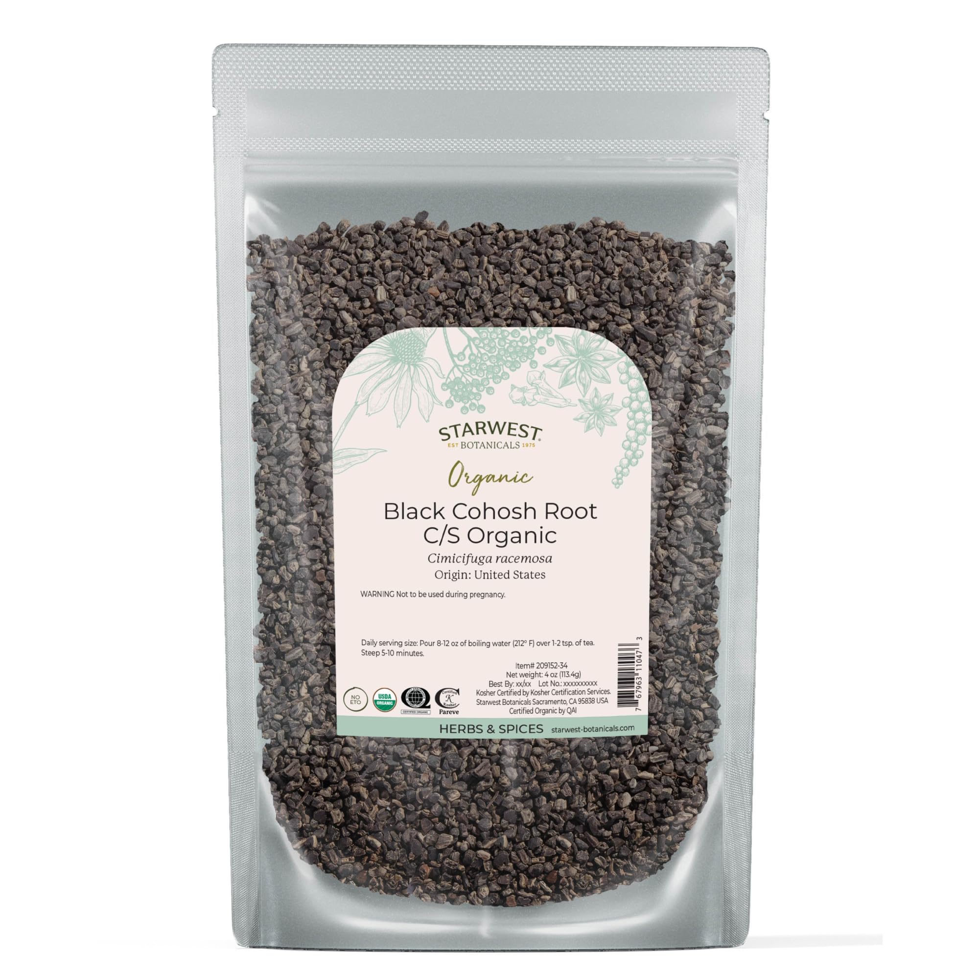 cut and sifted black cohosh herb