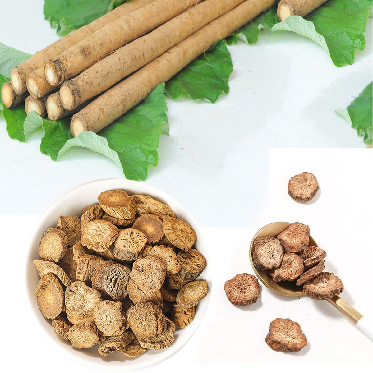 cut and sifted burdock root