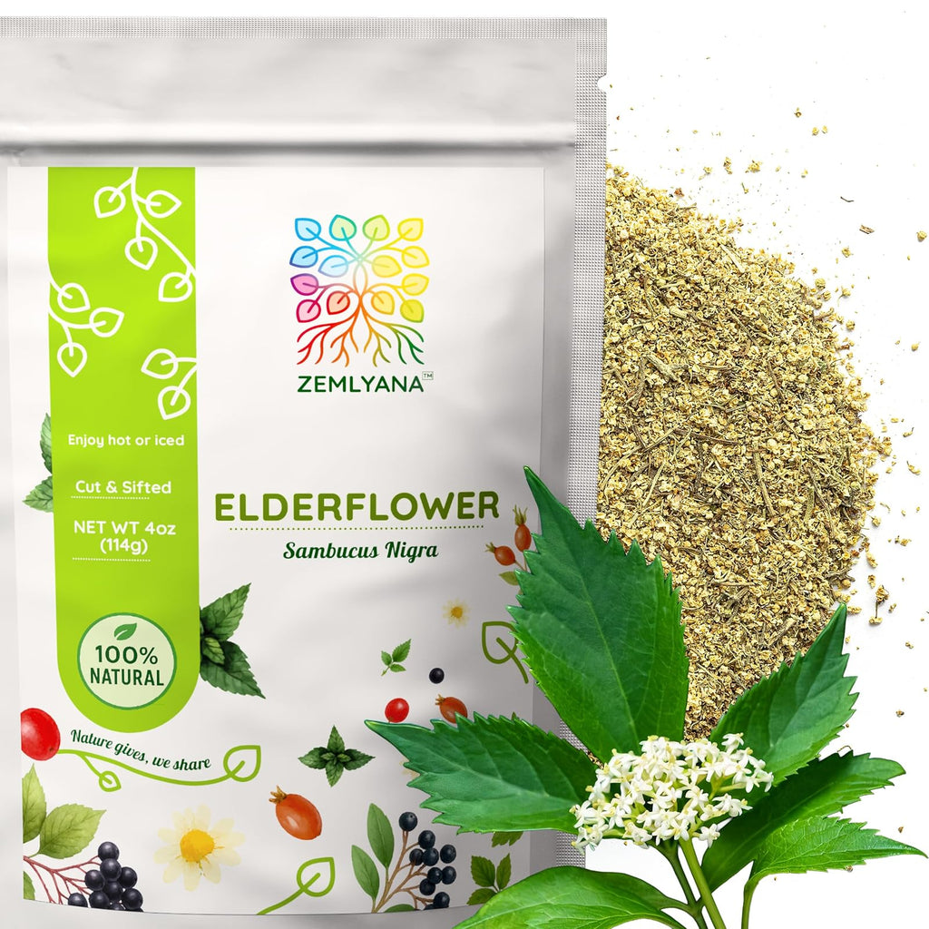 cut and sifted elderflower tea