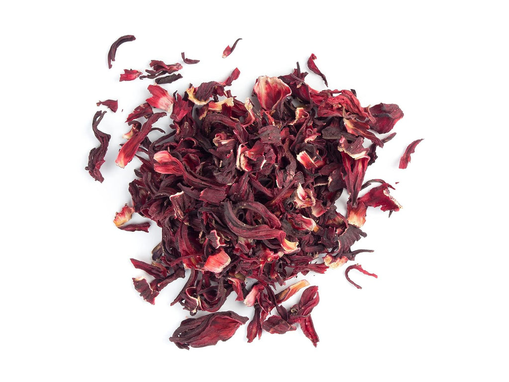 cut and sifted hibiscus petals