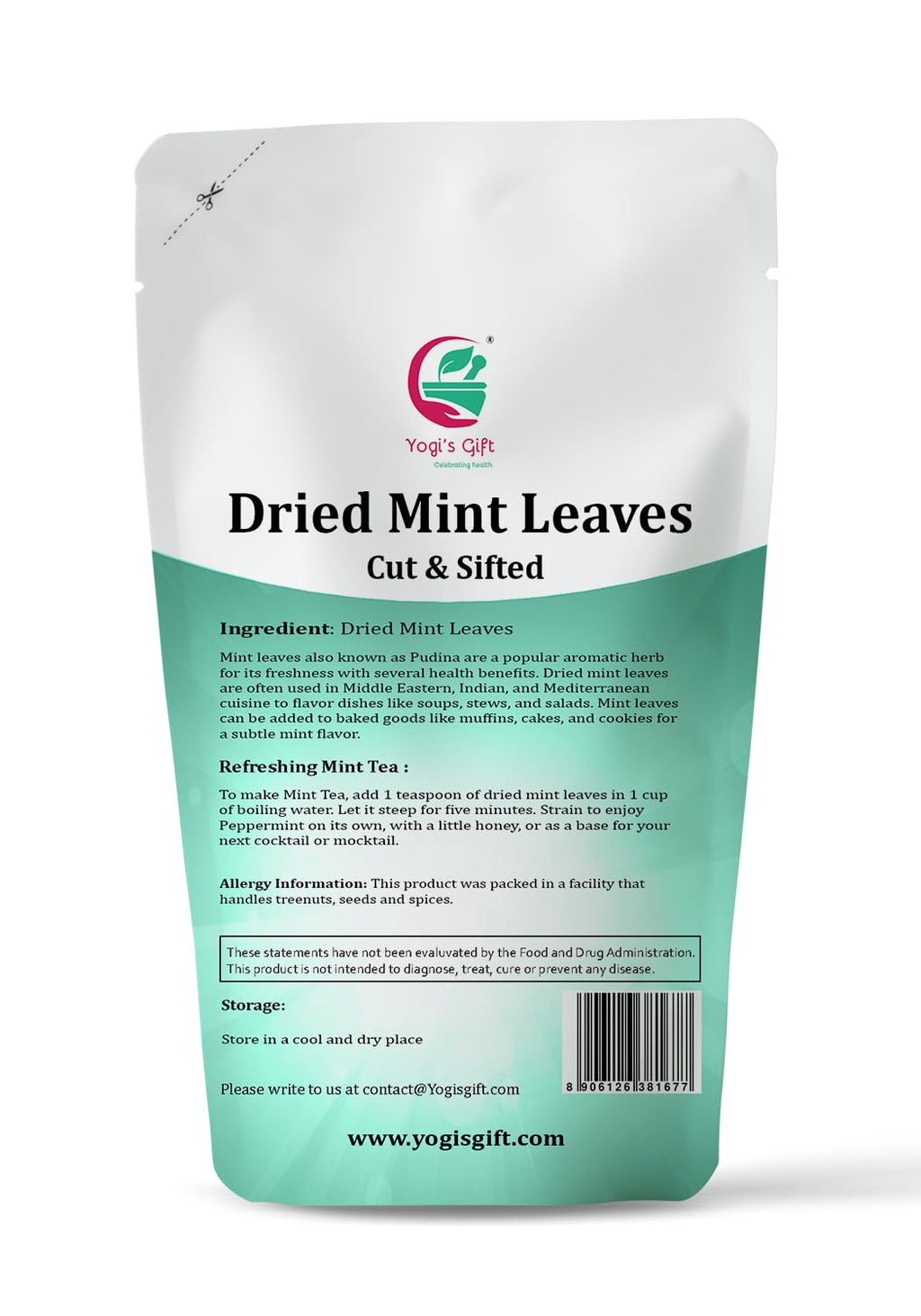cut and sifted mint tea