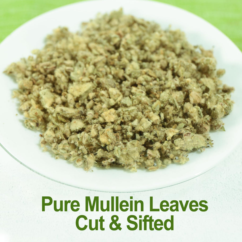 cut and sifted mullein tea leaves