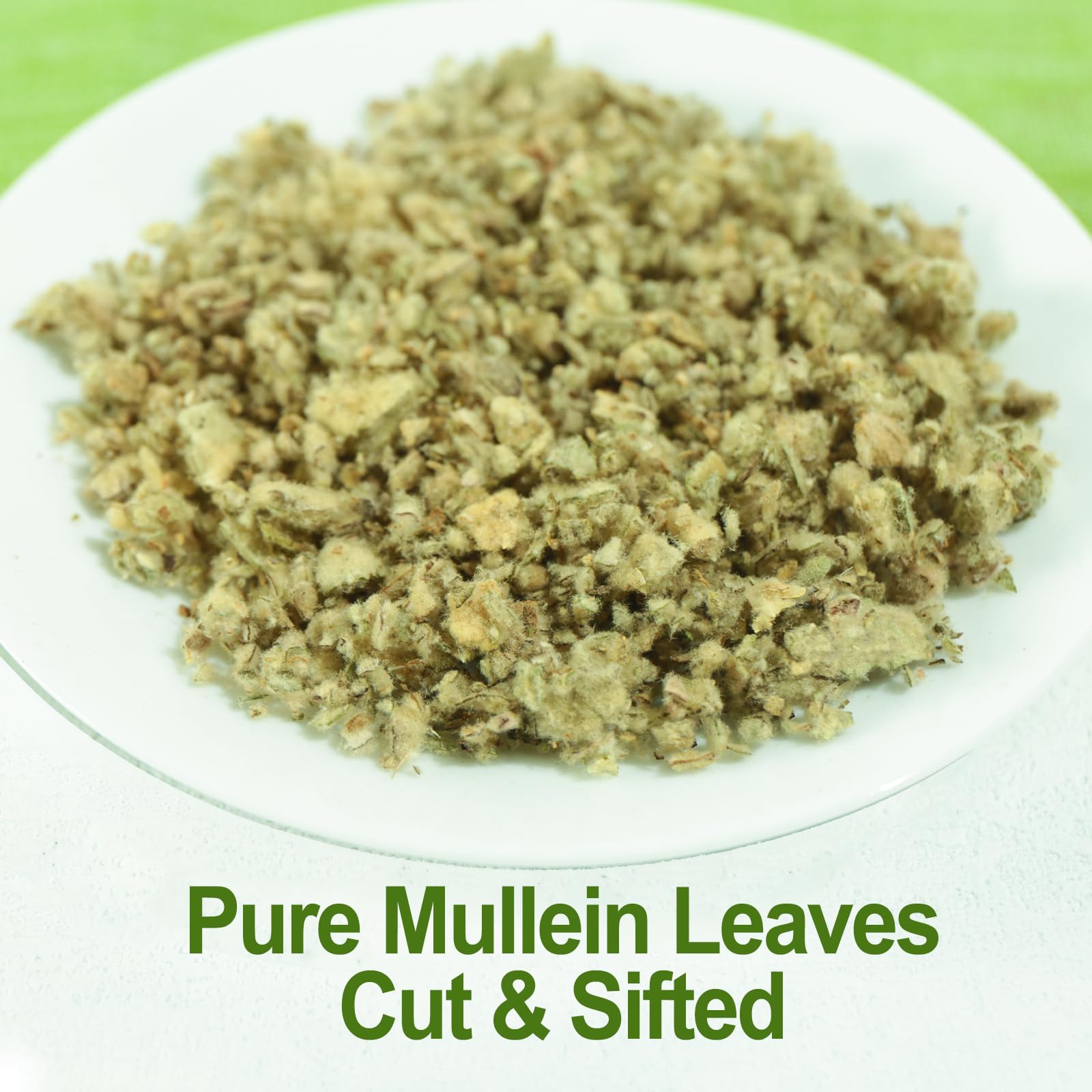 cut and sifted mullein tea leaves