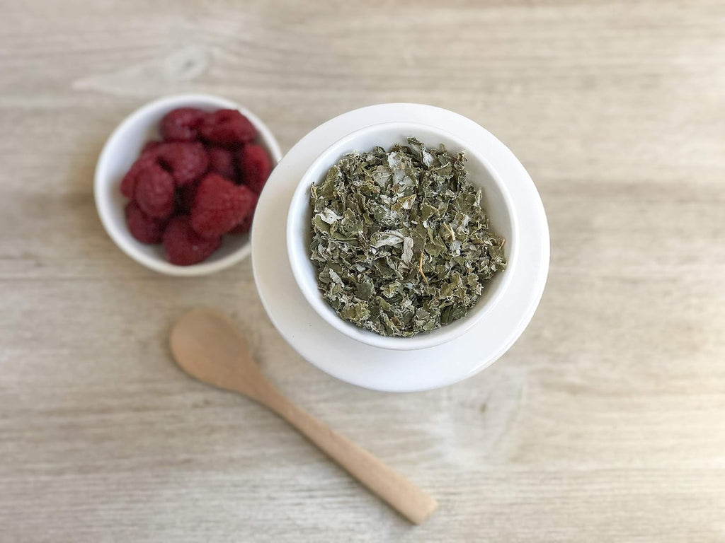 cut and sifted raspberry leaves