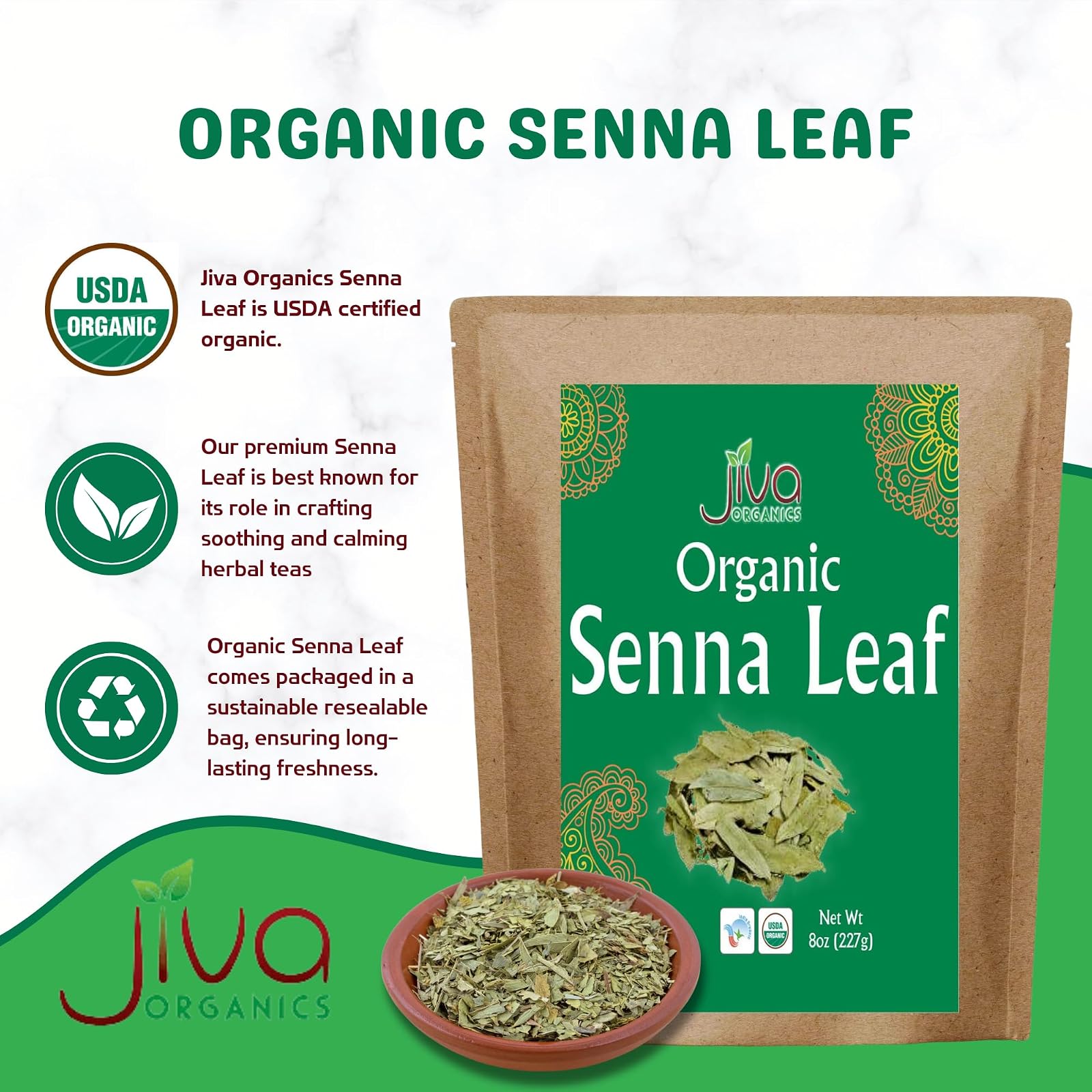 cut and sifted senna leaf tea