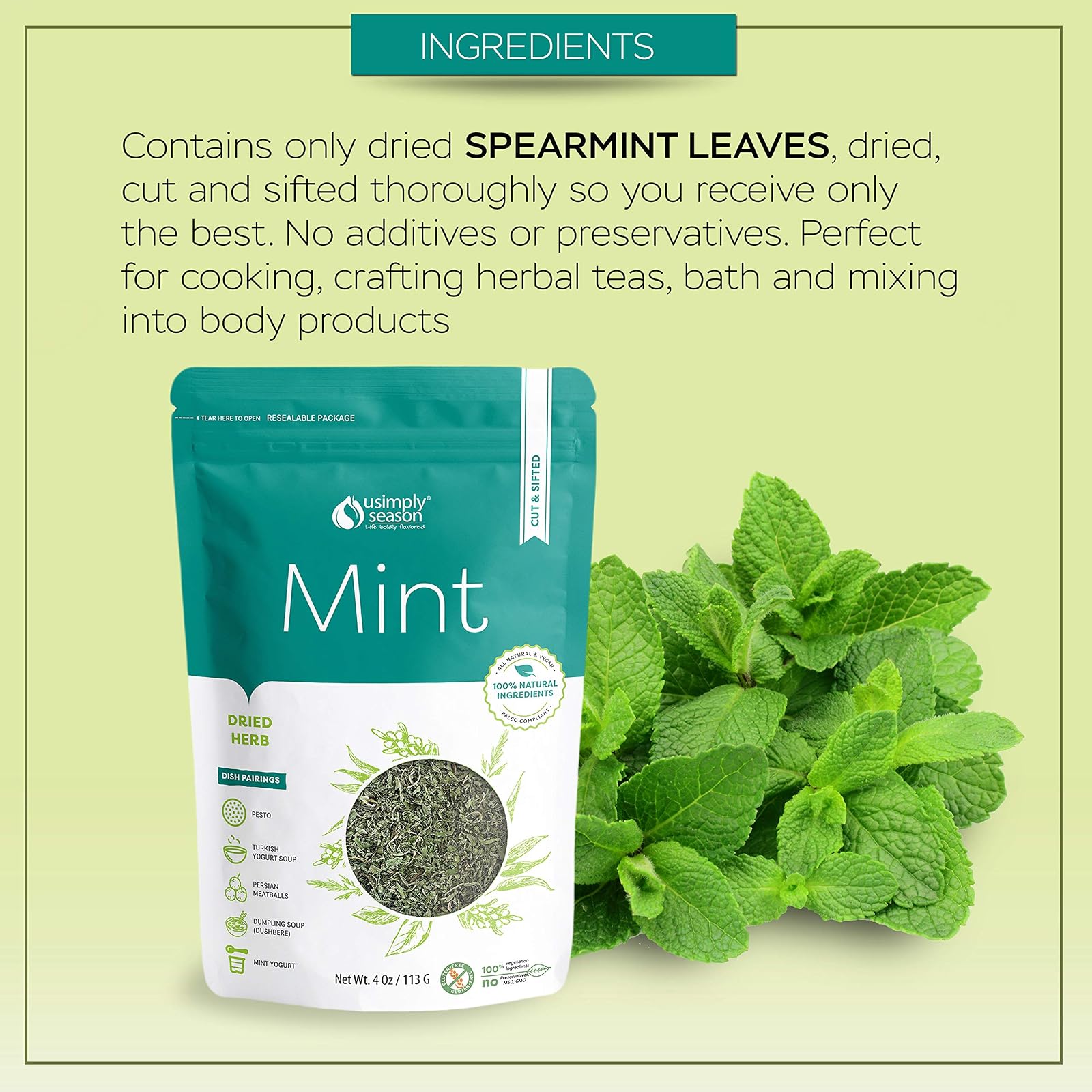 Cut and sifted spearmint herbal blend