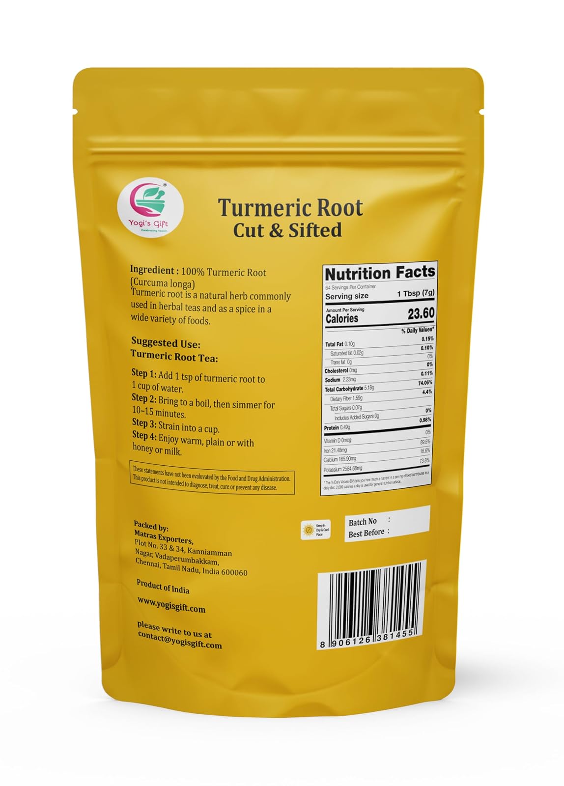 cut and sifted turmeric for cooking