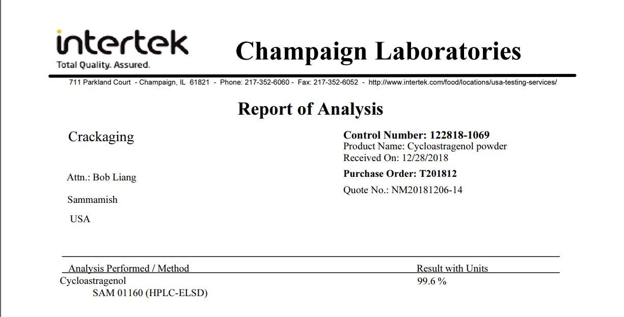 Cycloastragenol for enhanced vitality