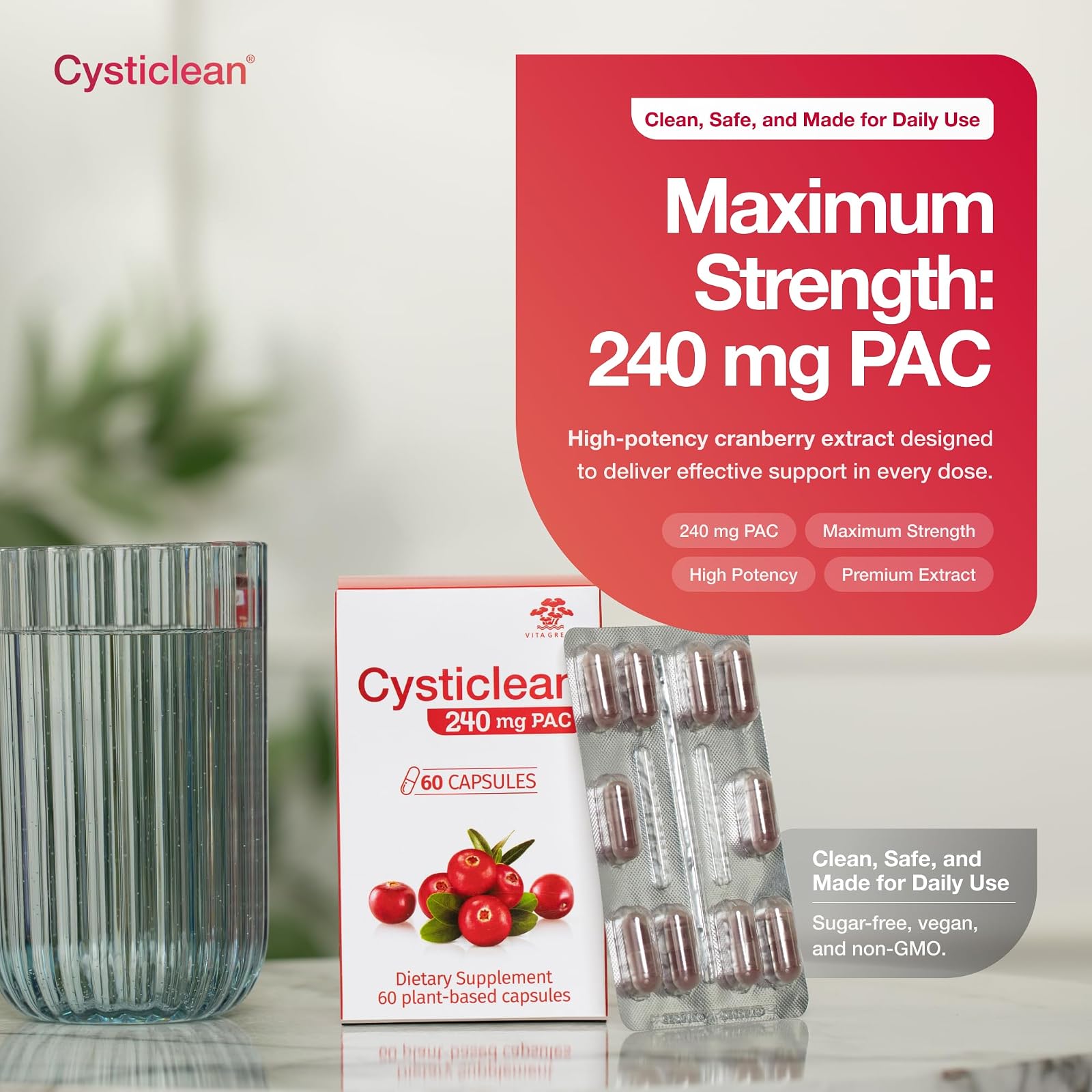 Cysticlean cranberry PAC for urinary health