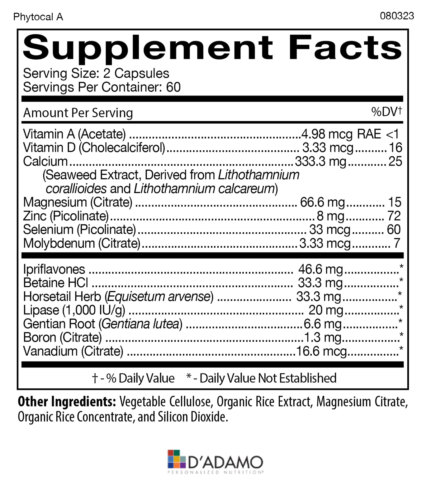 D'Adamo blended supplements for vitality