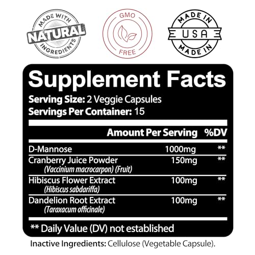 D-Mannose capsules with cranberry benefits