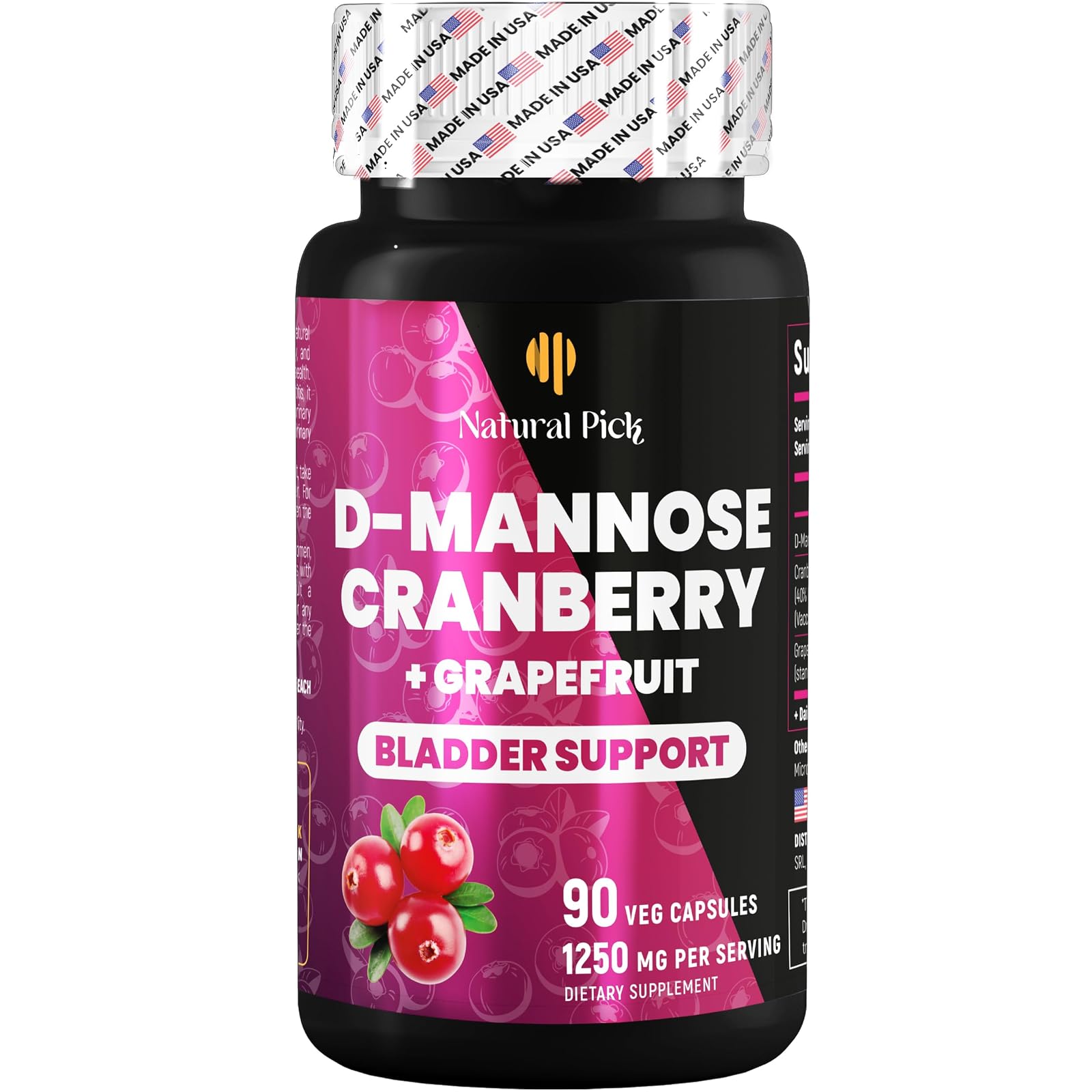 D-Mannose cranberry capsules for urinary health