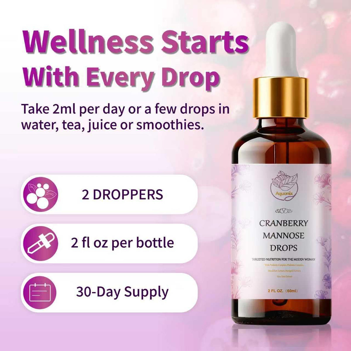 D-Mannose cranberry drops for hydration