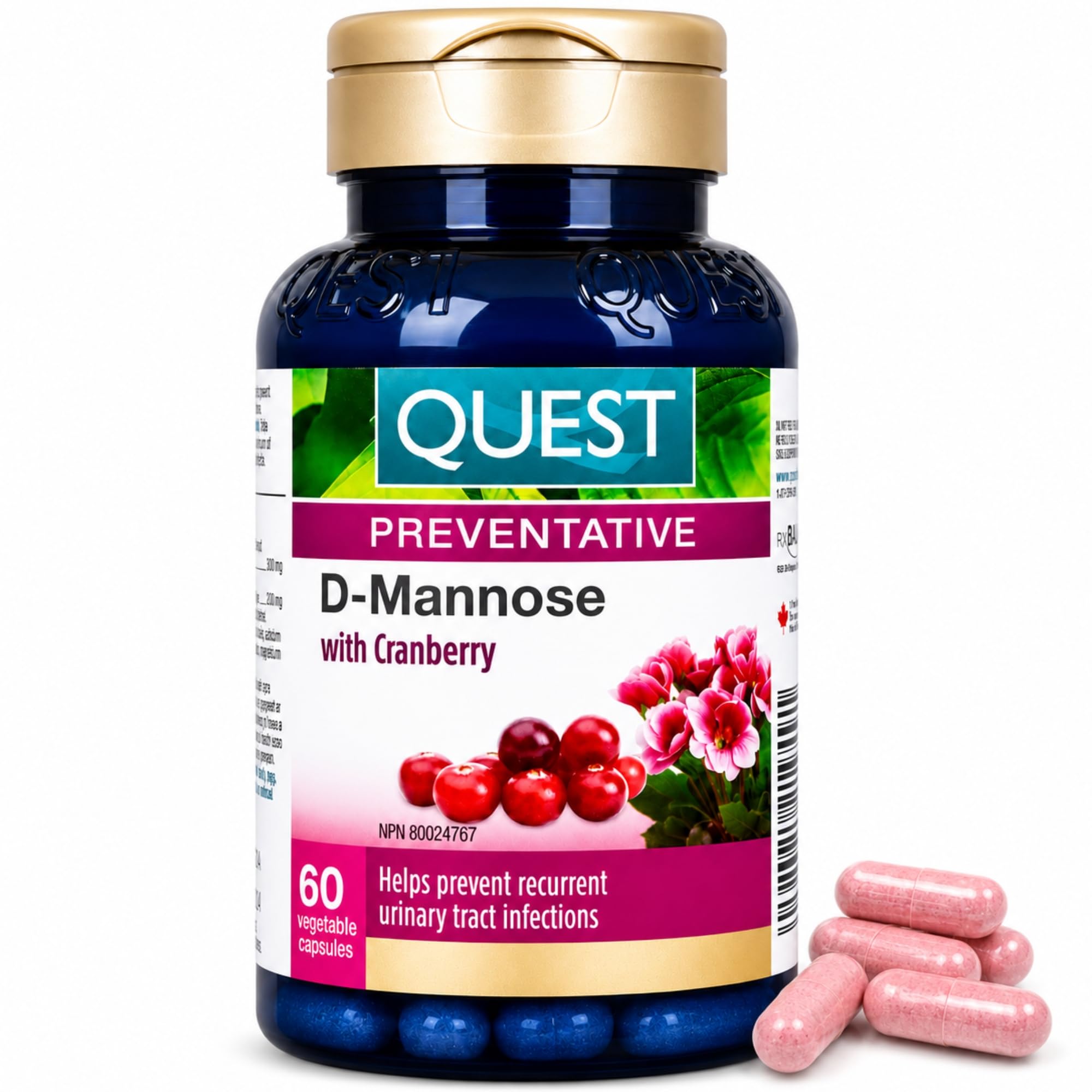 D-Mannose cranberry supplement for urinary health