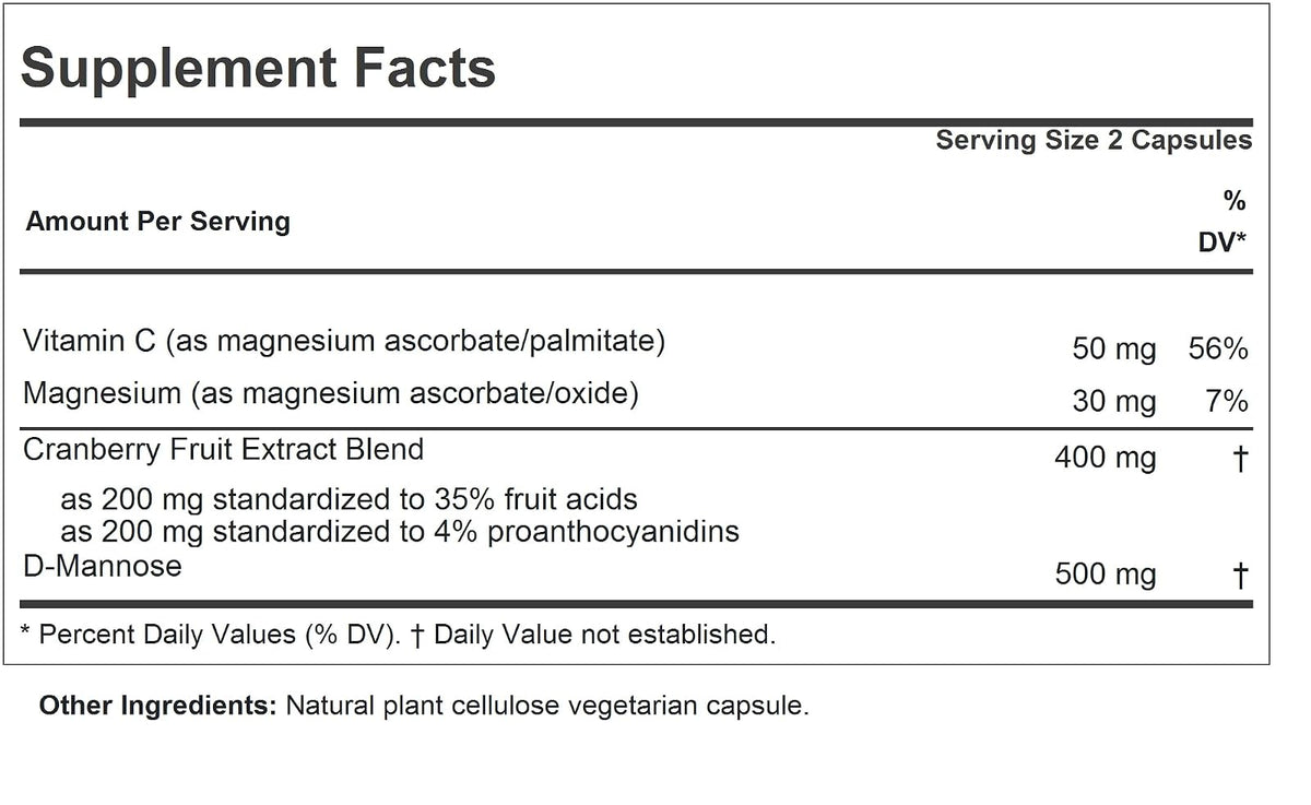 D-Mannose enhanced cranberry supplement