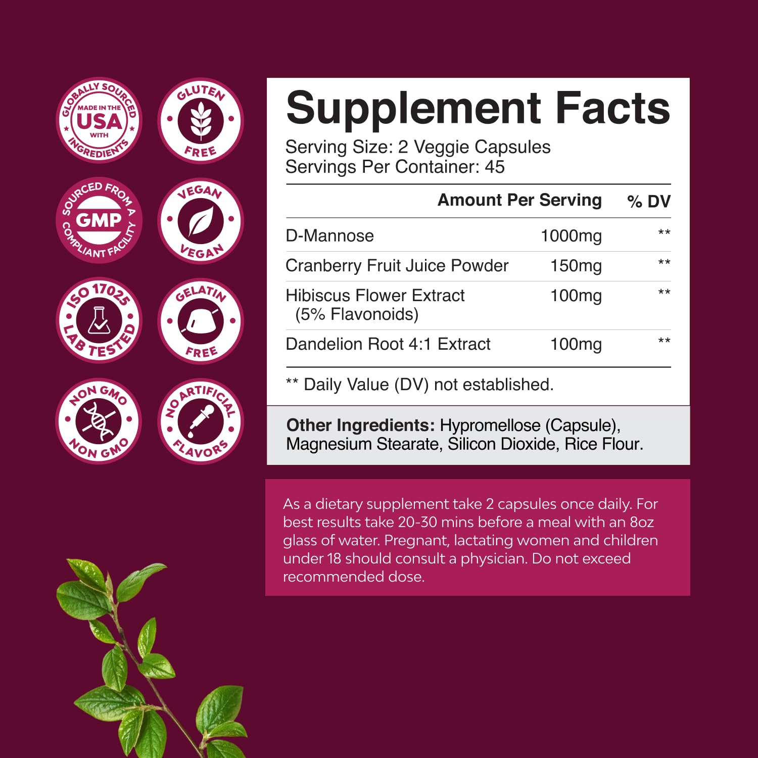 D-Mannose with cranberry for enhanced health