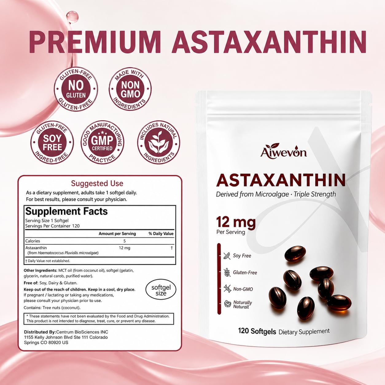 Daily antioxidant supplement Astaxanthin