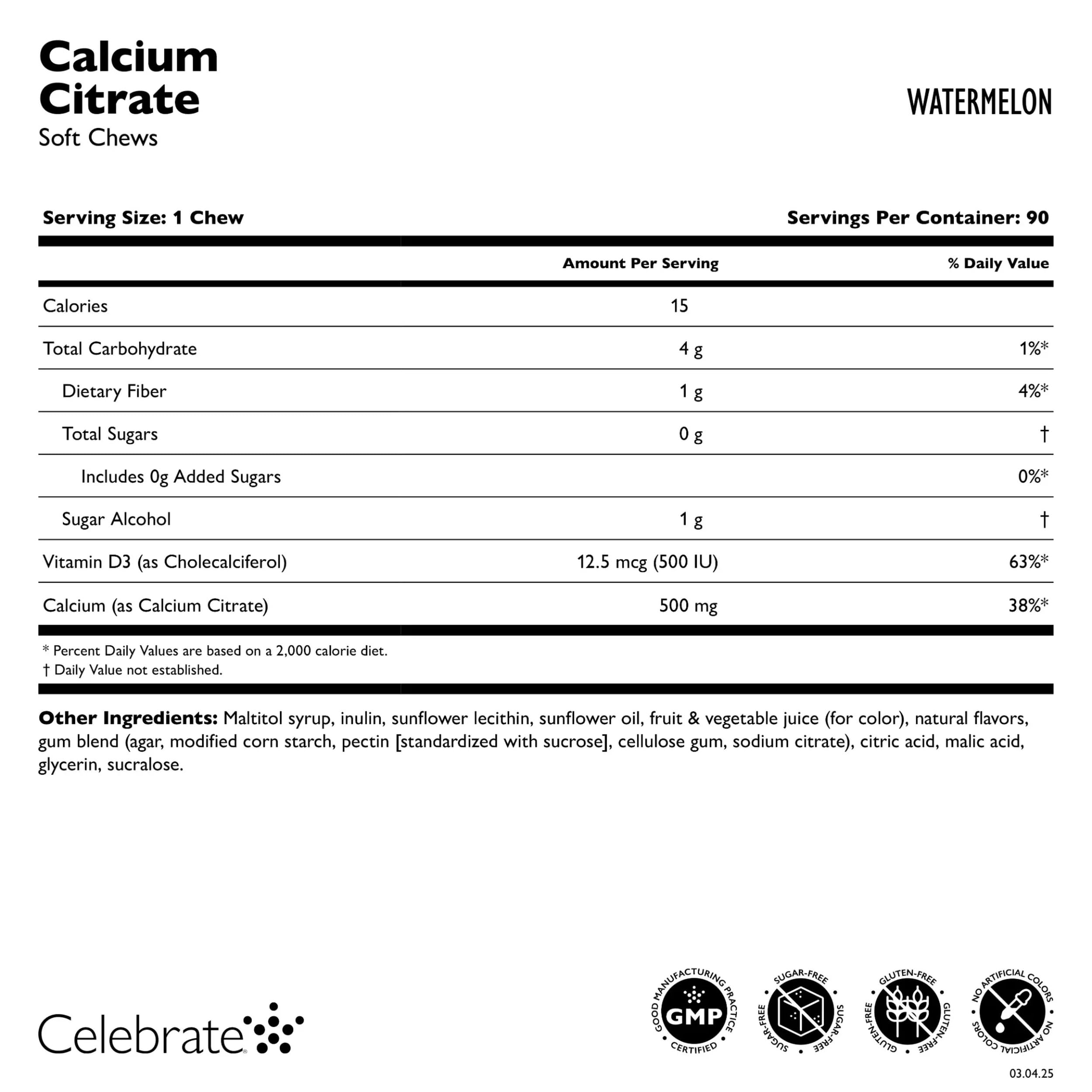 Daily calcium chews with vitamin D3