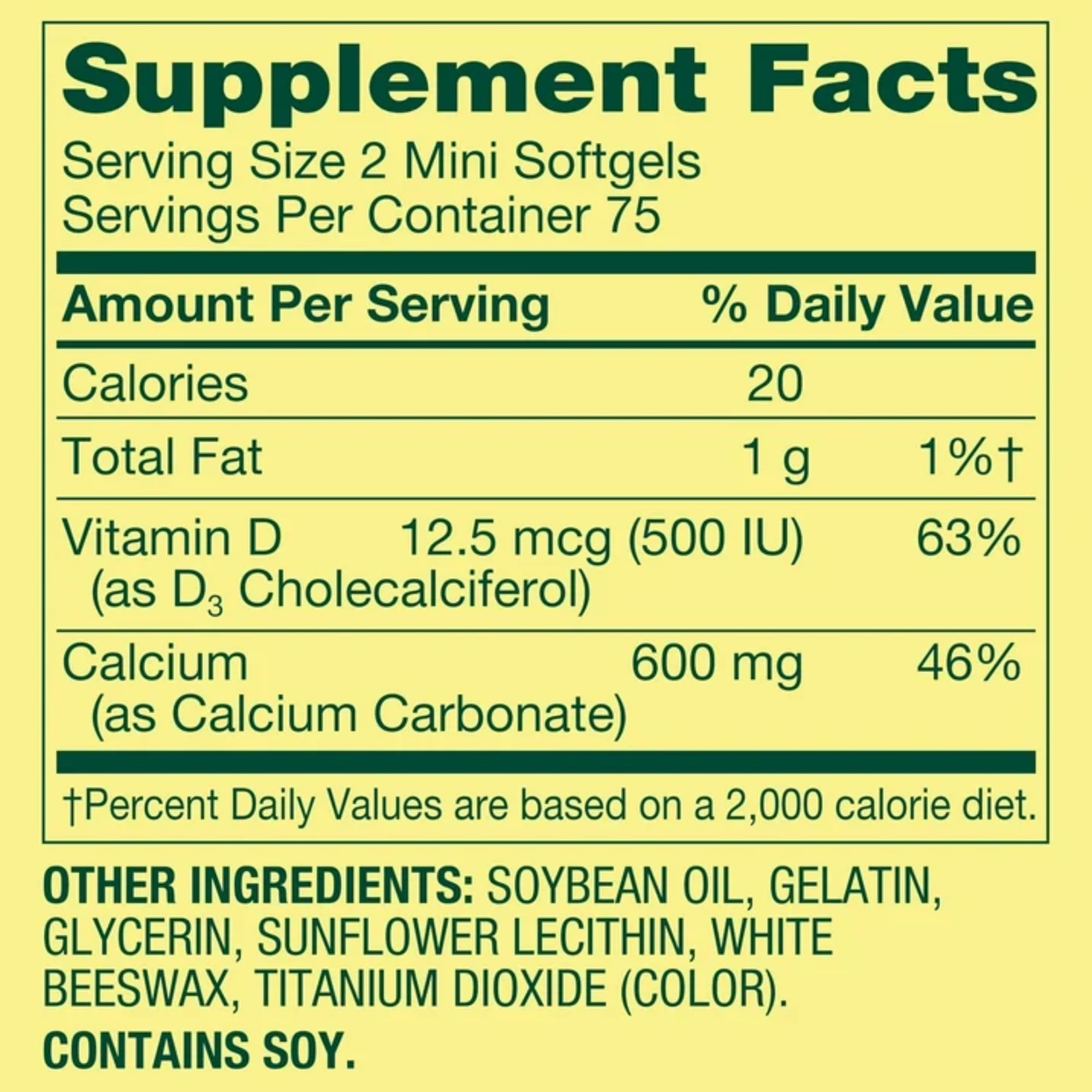 Daily calcium supplement for adults