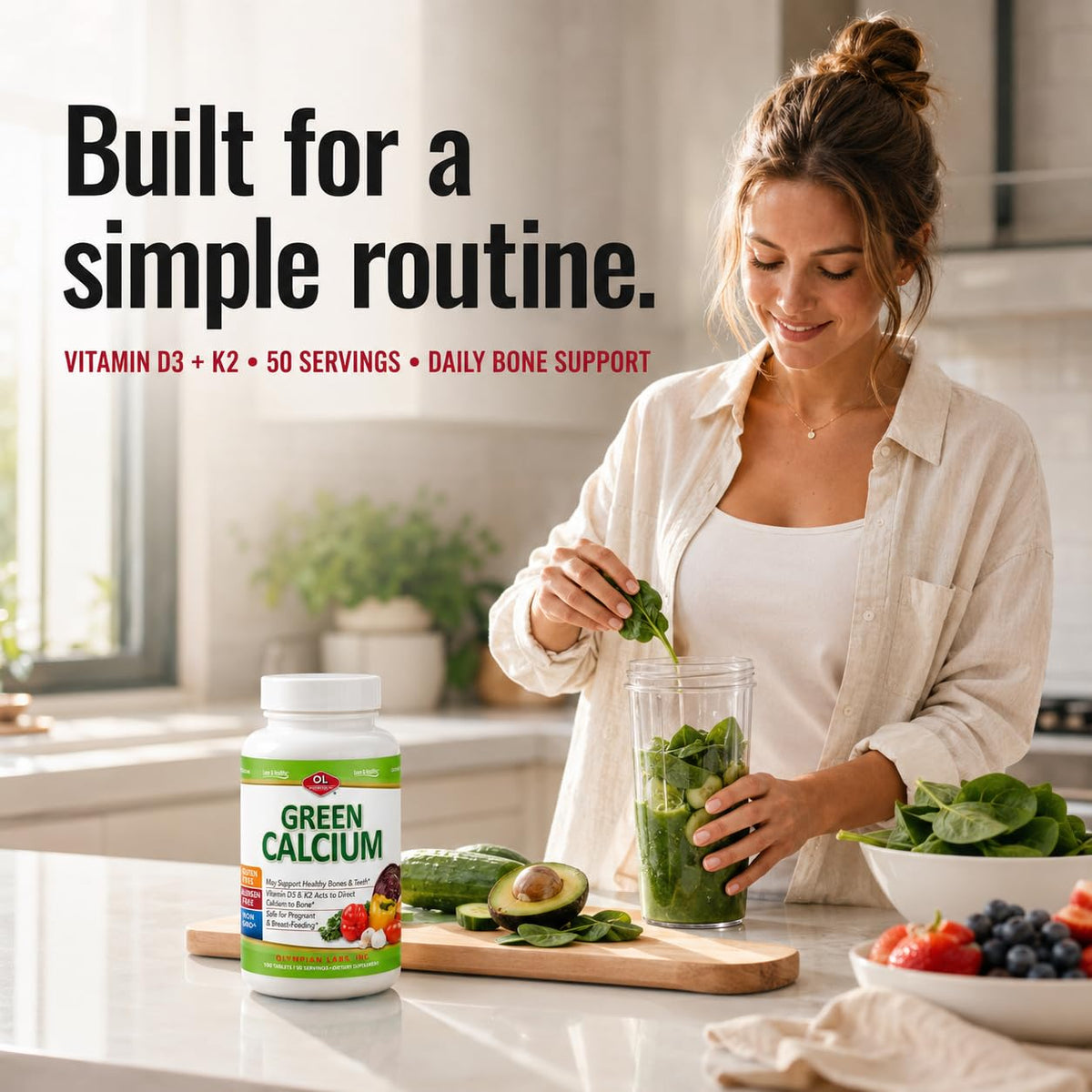Daily calcium support for adults