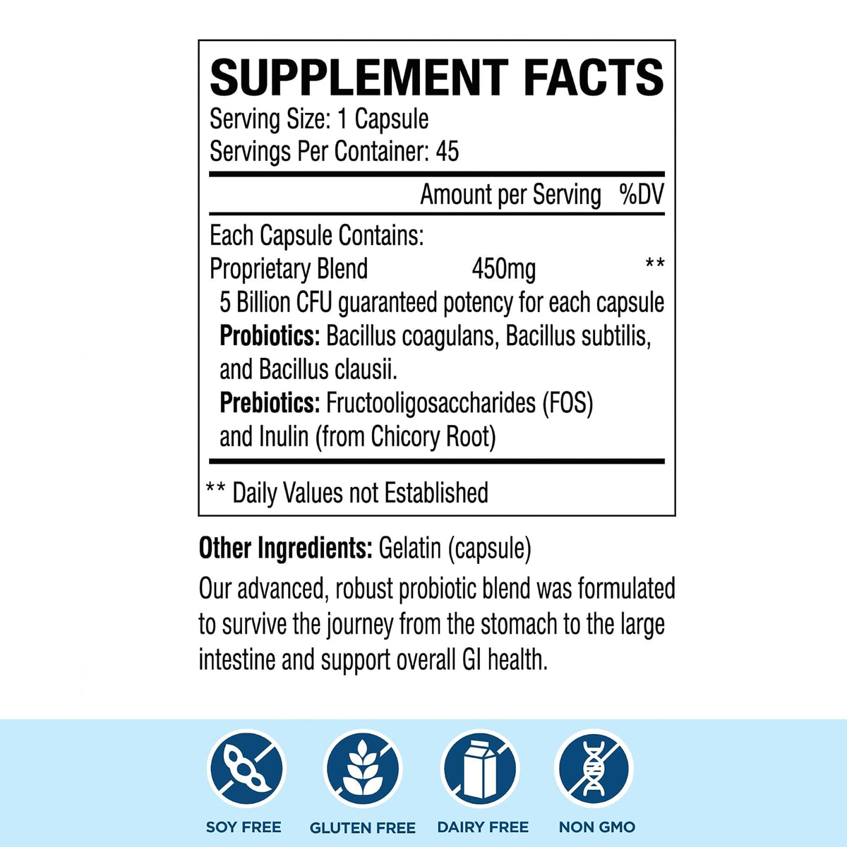 Daily digestive support with probiotics