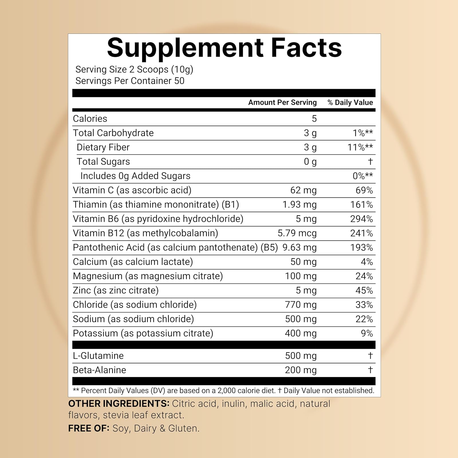 Daily electrolyte supplement for active lifestyle