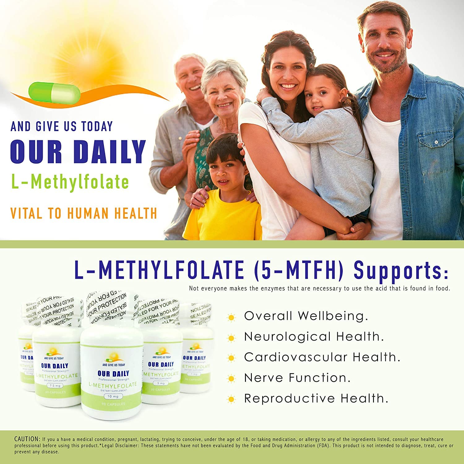 Daily folate supplement for energy boost