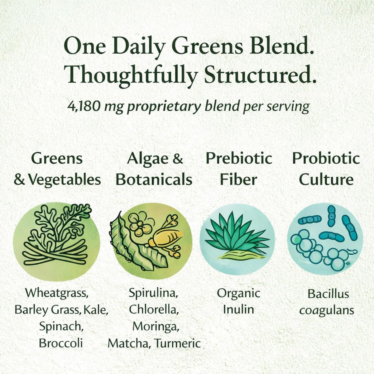 Daily greens powder for vitality
