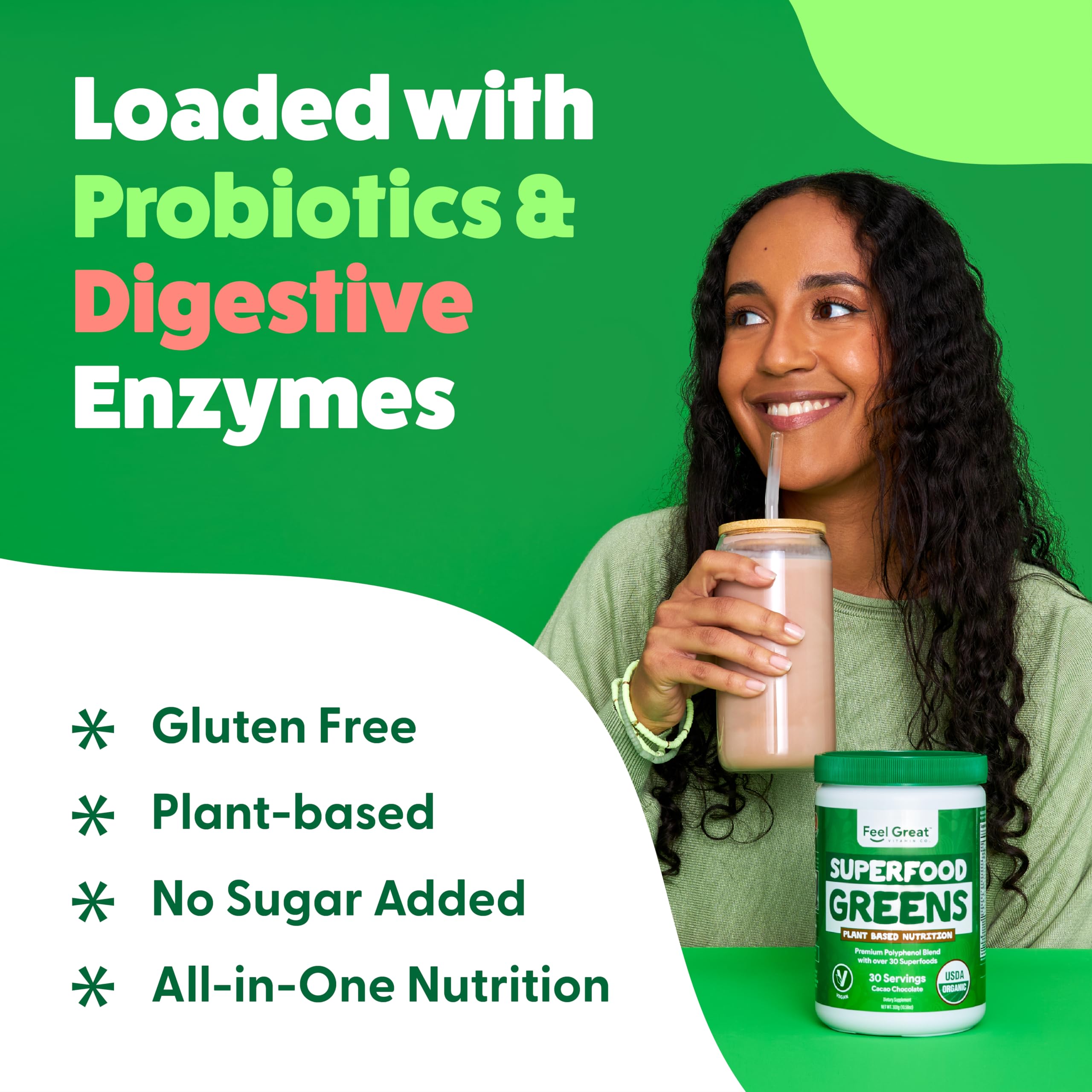 daily health support with greens powder