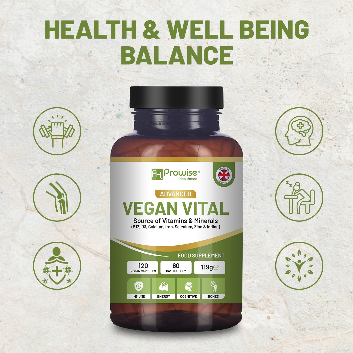 Daily health support with vegan vitamins