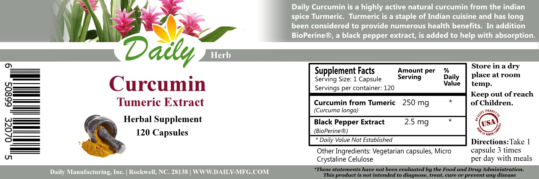 daily manufacturing curcumin benefits