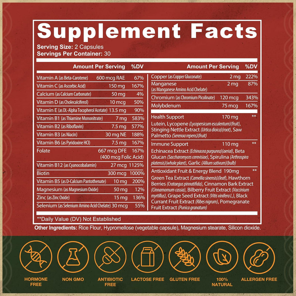 Daily multivitamin complex for active lifestyle