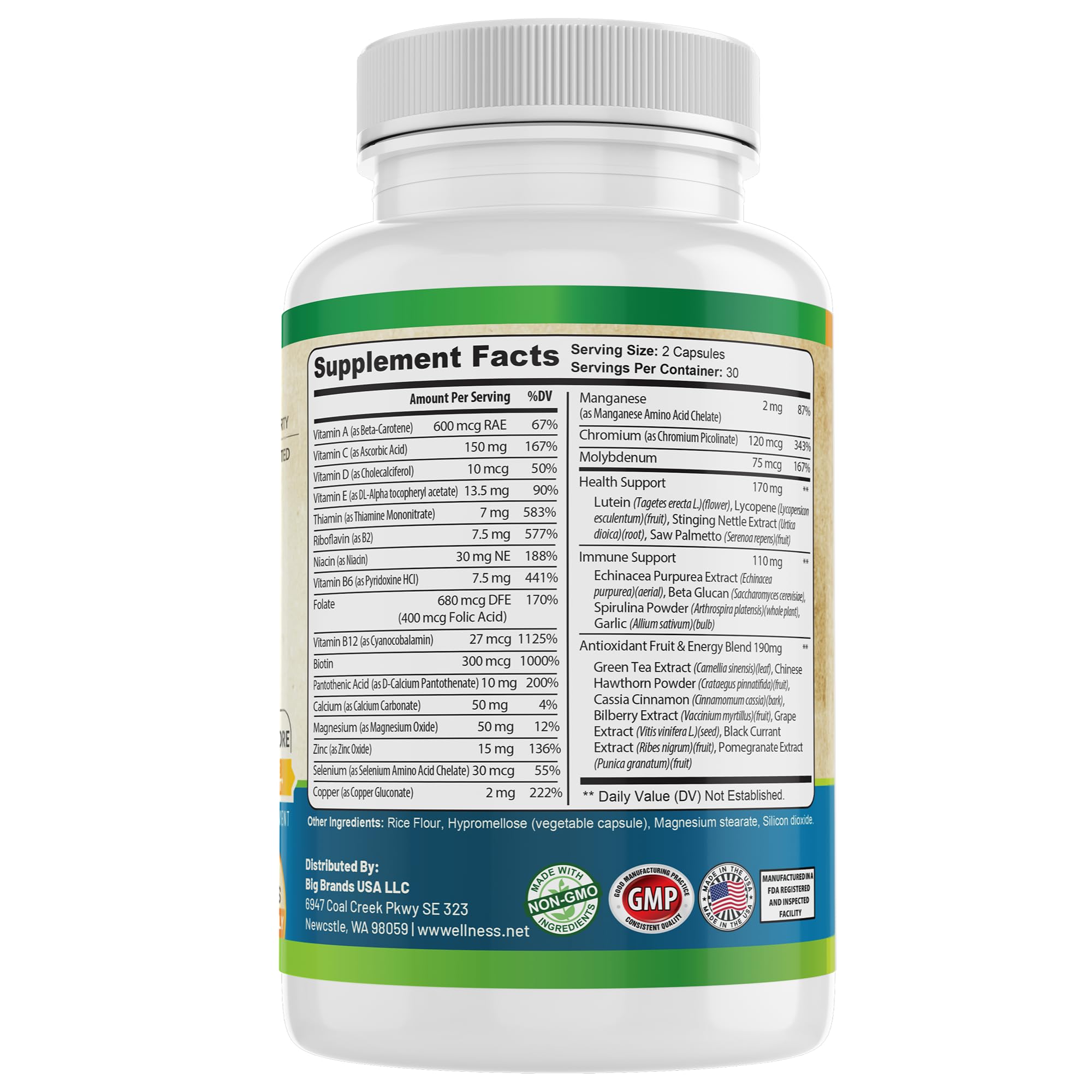 Daily multivitamin for enhanced performance