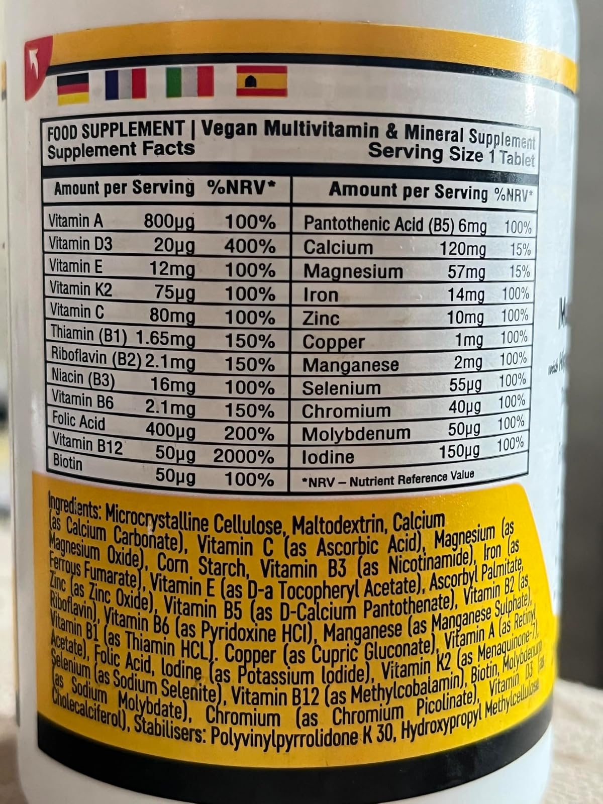 Daily multivitamin for vegan lifestyles