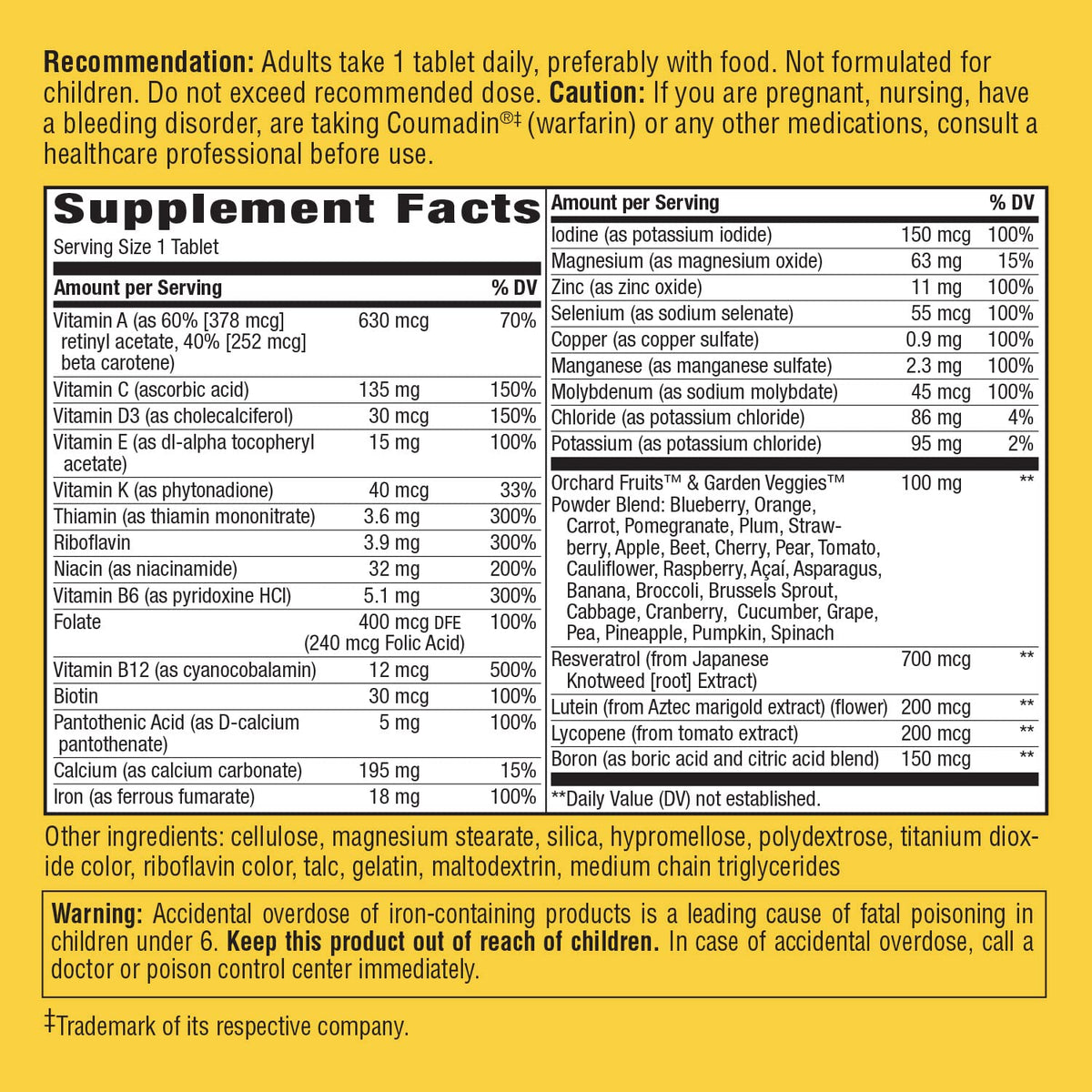 Daily multivitamin for vitality