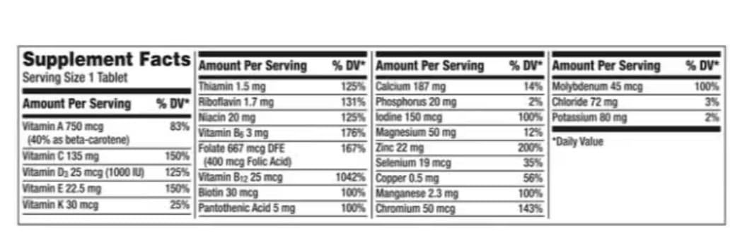 Daily multivitamin support for over 50