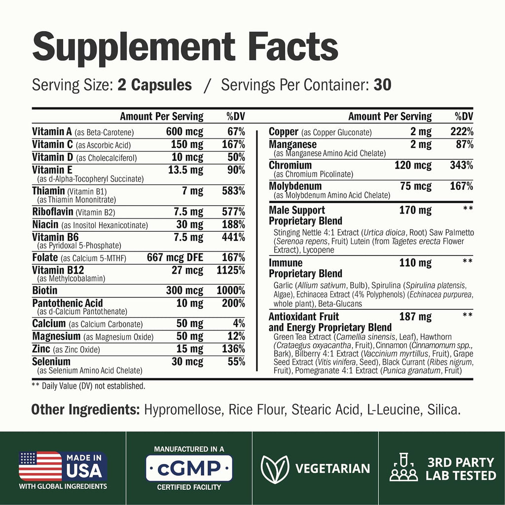 daily multivitamins for active men