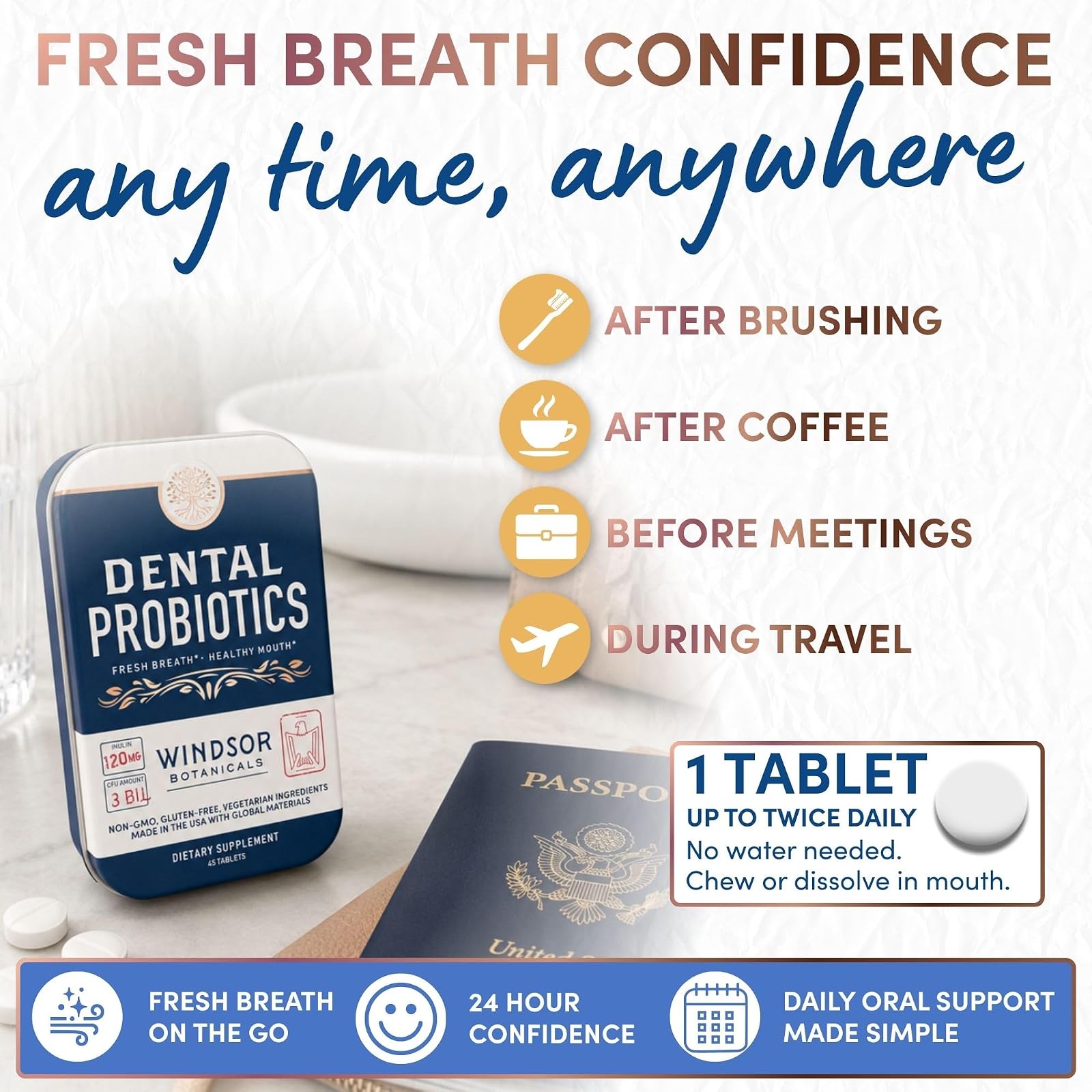 Daily oral probiotics for teeth