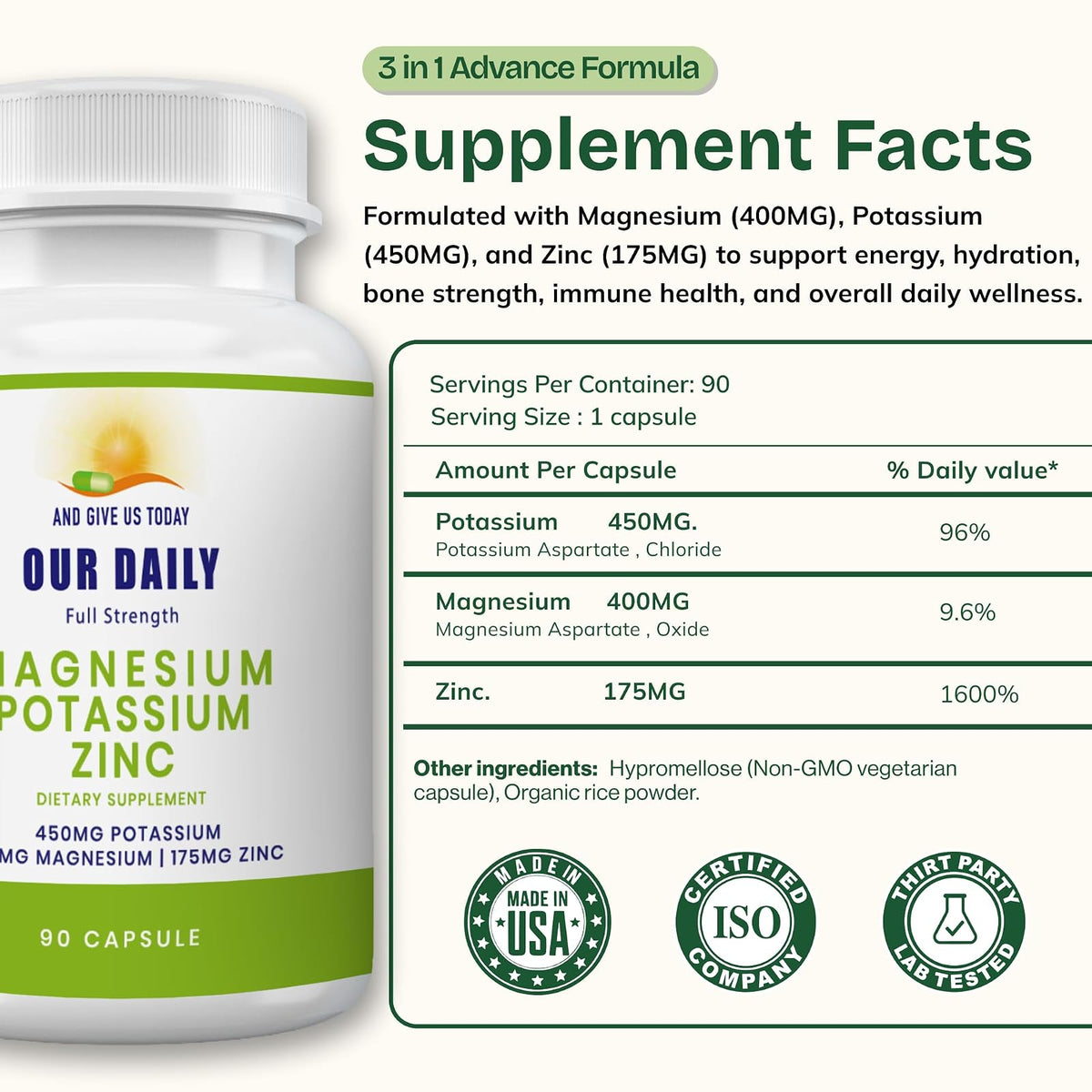 Daily potassium magnesium for energy boost